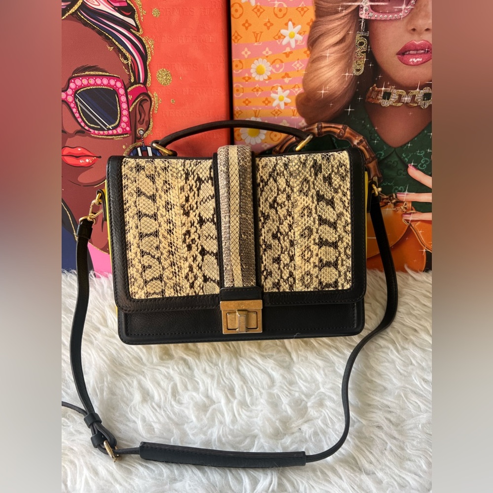 Mcm Snake Skin 2 Way Satchel - Gem